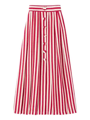 DESTREE Irving Striped High-waisted Skirt - Red