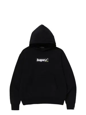 A BATHING APE Smooth Logo Relaxed Fit Hoodie - Black