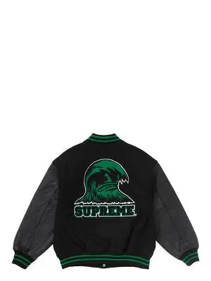 Supreme Wave Varsity Jacket - Black