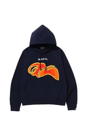 A BATHING APE Layered Patch Loose Fit Pullover Hoodie - Navy Blue