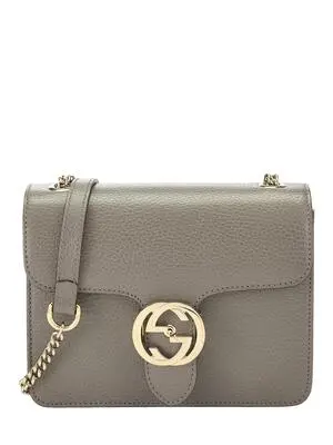 Gucci Leather Interlocking Crossbody - Grey