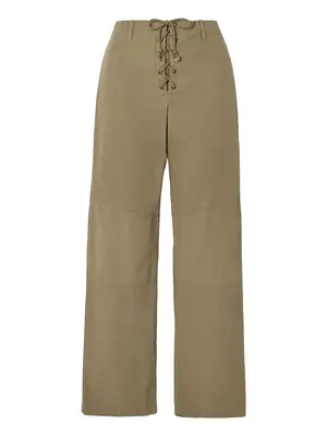 FORTELA Rope-trimmed Coated-cotton Straight-leg Pants