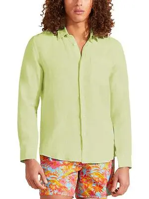 Vilebrequin Caroubis Linen Regular Fit Shirt - Lemongrass