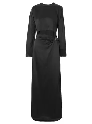 Nanushka Beatriz Cutout Faux Leather-trimmed Maxi Dress - Black