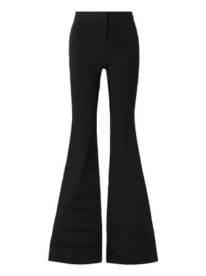 Brandon Maxwell The Fae Crinkled Stretch Linen-blend Flared Pants - Black