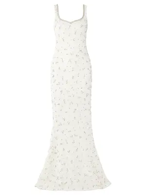 CLIO PEPPIATT Embellished Stretch-tulle Gown - Ivory