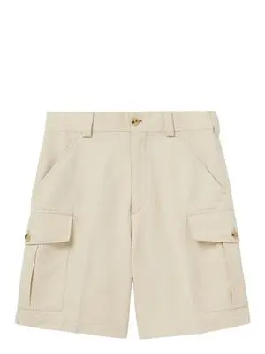 Loro Piana Bizen Wide-leg Cotton And Linen-blend Canvas Cargo Shorts - Neutrals