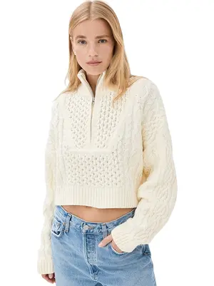 Staud Cropped Hampton Sweater - Buttercream