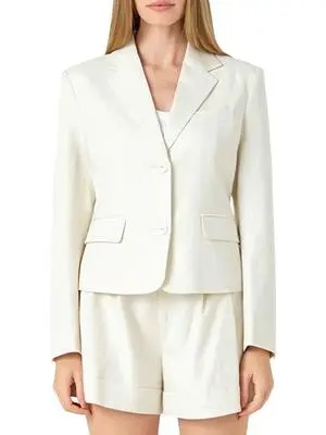 Endless Rose Tailored Linen Blend Blazer - Beige