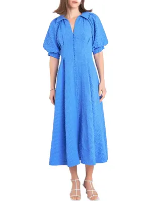 English Factory English Factory Button Front Maxi Dress Blue