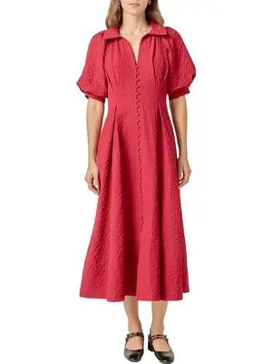 English Factory English Factory Button Front Maxi Dress Burgundy Red