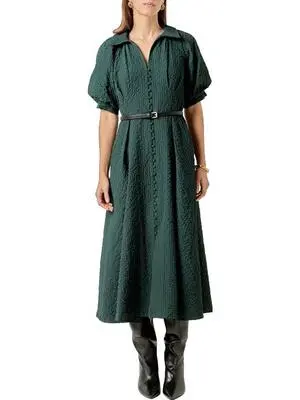 English Factory English Factory Button Front Maxi Dress Dark Green