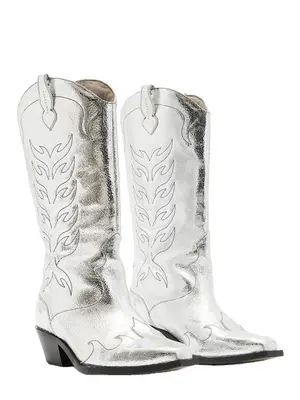 ALLSAINTS Dolly Cowboy Boot Metallic Silver