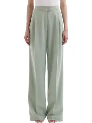 Oscar De La Renta Wide Leg Stretch Silk Georgette Trousers - Eucalyptus