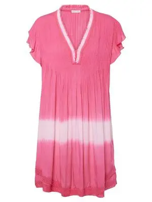Poupette St Barth Sasha Ruffled Pleated Mini Dress - Pink