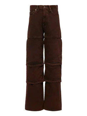 Y/project Layered High-rise Wide-leg Jeans - Brown