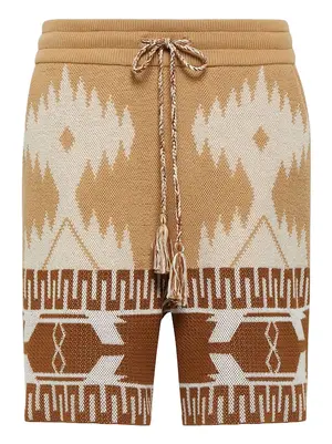 Alanui Icon Piquet Cotton Jacquard Shorts - Beige
