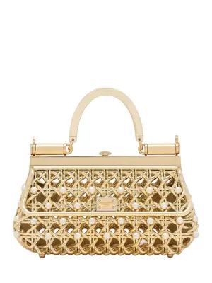 DOLCE & GABBANA Dolce & Gabbana Pearl-Embellished Caged Tote Bag