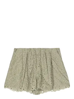 Dice Kayek Broderie Anglaise Cotton Shorts - Green