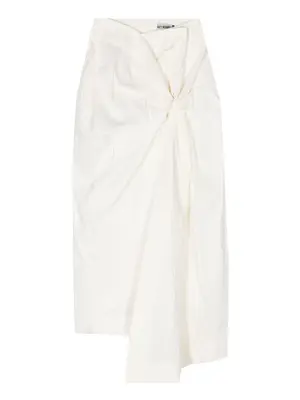 Issey Miyake Twist Asymmetric Midi Skirt - White