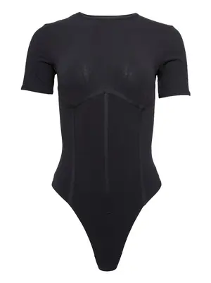 FLEUR DU MAL Organic-cotton T-shirt Bodysuit - Black