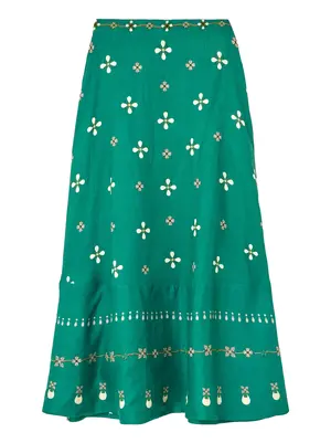 Agua Bendita Bel Mar Esmeralda Maxi Skirt - Green