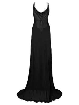 Bondi Born Open-back Voile Maxi Dress - Black