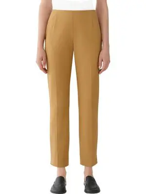 Lafayette 148 New York Cotton Stretch Twill High-rise Cropped Pants - Wheat