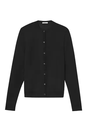 Lafayette 148 New York Fine Cashmere Crewneck Cardigan - Black