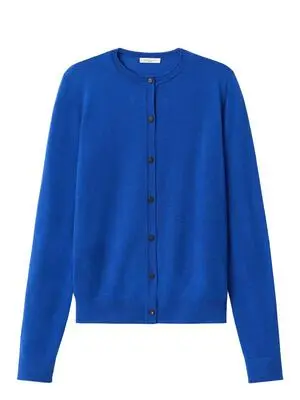 Lafayette 148 New York Fine Cashmere Crewneck Cardigan - Galaxy Blue