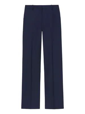 Lafayette 148 New York Wool Stretch High Rise Straight Leg Pants Blue