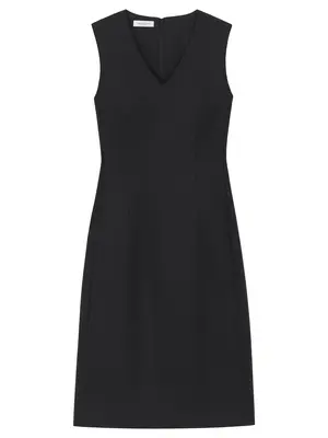 Lafayette 148 New York Wool Stretch V-neck Sheath Dress - Black
