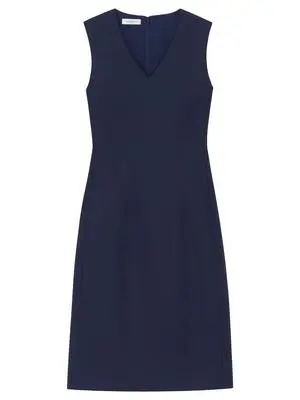 Lafayette 148 New York Wool Stretch V-neck Sheath Dress - Blue Ink