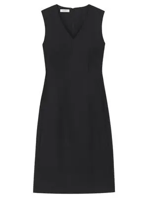 Lafayette 148 New York V-neck Merino Wool Stretch Sheath Dress - Black