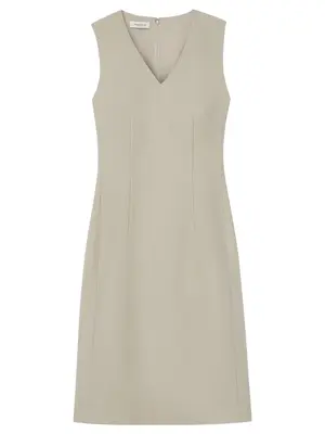 Lafayette 148 New York V-neck Merino Wool Stretch Sheath Dress - Plaster