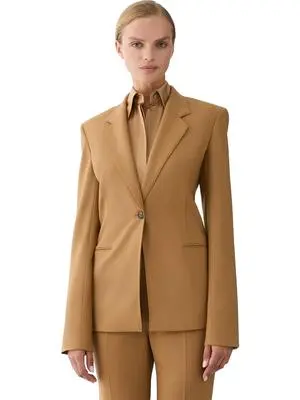 Lafayette 148 New York Lafayette 148 New York Single Breasted Wool Stretch Slim Fit Blazer Wheat
