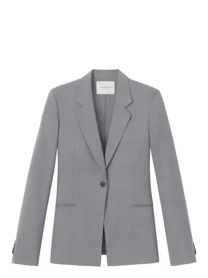 Lafayette 148 New York Wool Stretch Slim Fit Single Button Blazer Grey