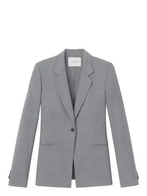 Lafayette 148 New York Wool Stretch Slim Fit Single Button Blazer - Nickel Melange