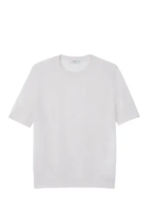 Lafayette 148 New York Fine Cashmere Short Sleeve Crewneck Sweater - Cloud