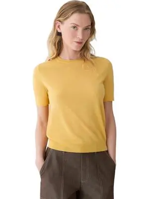 Lafayette 148 New York Fine Cashmere Short Sleeve Crewneck Sweater - Daisy