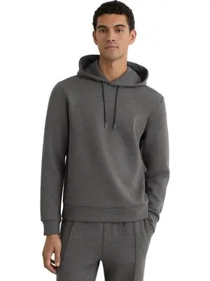 REISS Premium Interlock-jersey Hoodie - Charcoal Melange