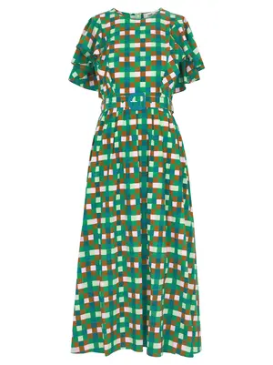 Diane Von Furstenberg Damon Checked Cotton-blend Midi Dress - Mint
