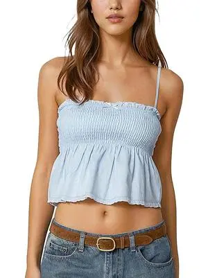 EDIKTED Millie Scrunch Tank Top - Light-blue