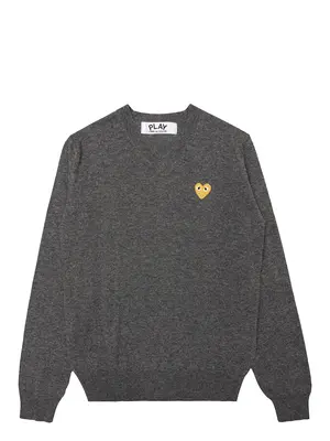 Play Comme Des Garcon Gold Heart Sweater - Grey