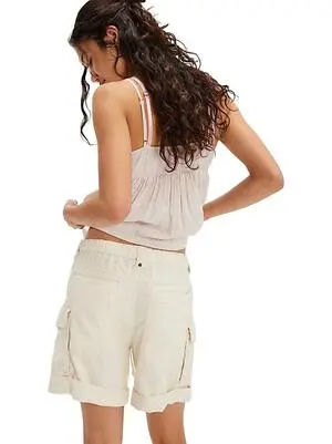 Free People Frankie Washed Cargo Shorts Morning Oat