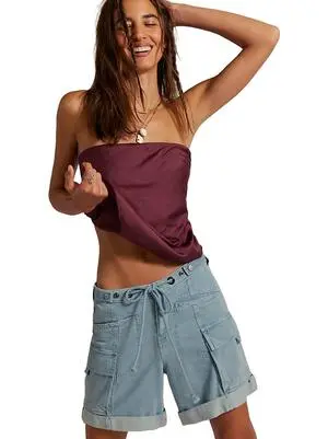 Free People Frankie Washed Cargo Shorts Tourmaline