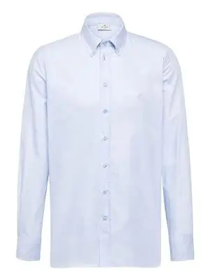 Etro Logo Cotton Oxford Shirt - Blue