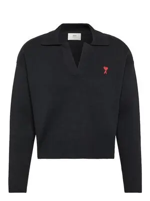 Ami De Cœur Cotton-blend Polo Sweater - Black