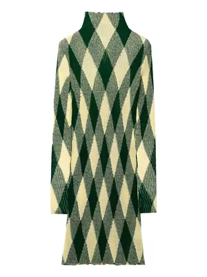Burberry Argyle Ribbed-knit Dress - Green