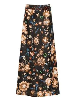 DOROTHEE SCHUMACHER Dorothee Schumacher Floral-Print Linen Midi Skirt